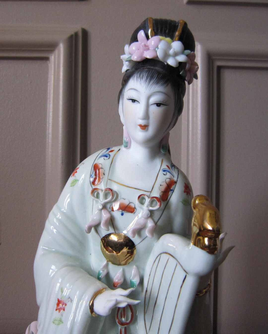 Large Geisha Girl Figurine, Geisha Musician, Japanese Art, Asian Art ...