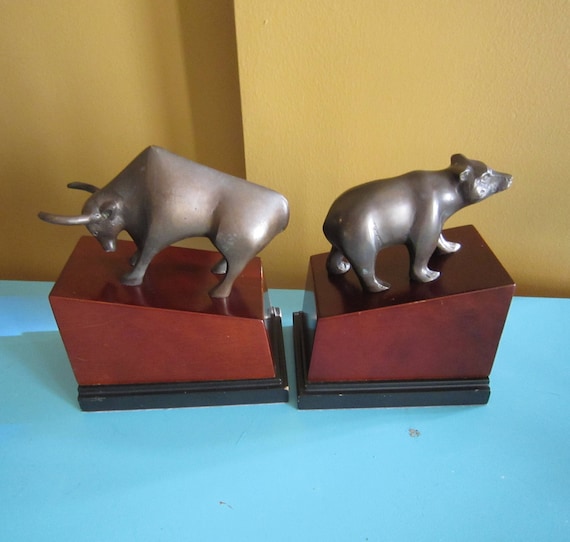 Pair of Vintage Bull and Bear Bookends Crafted in - Etsy