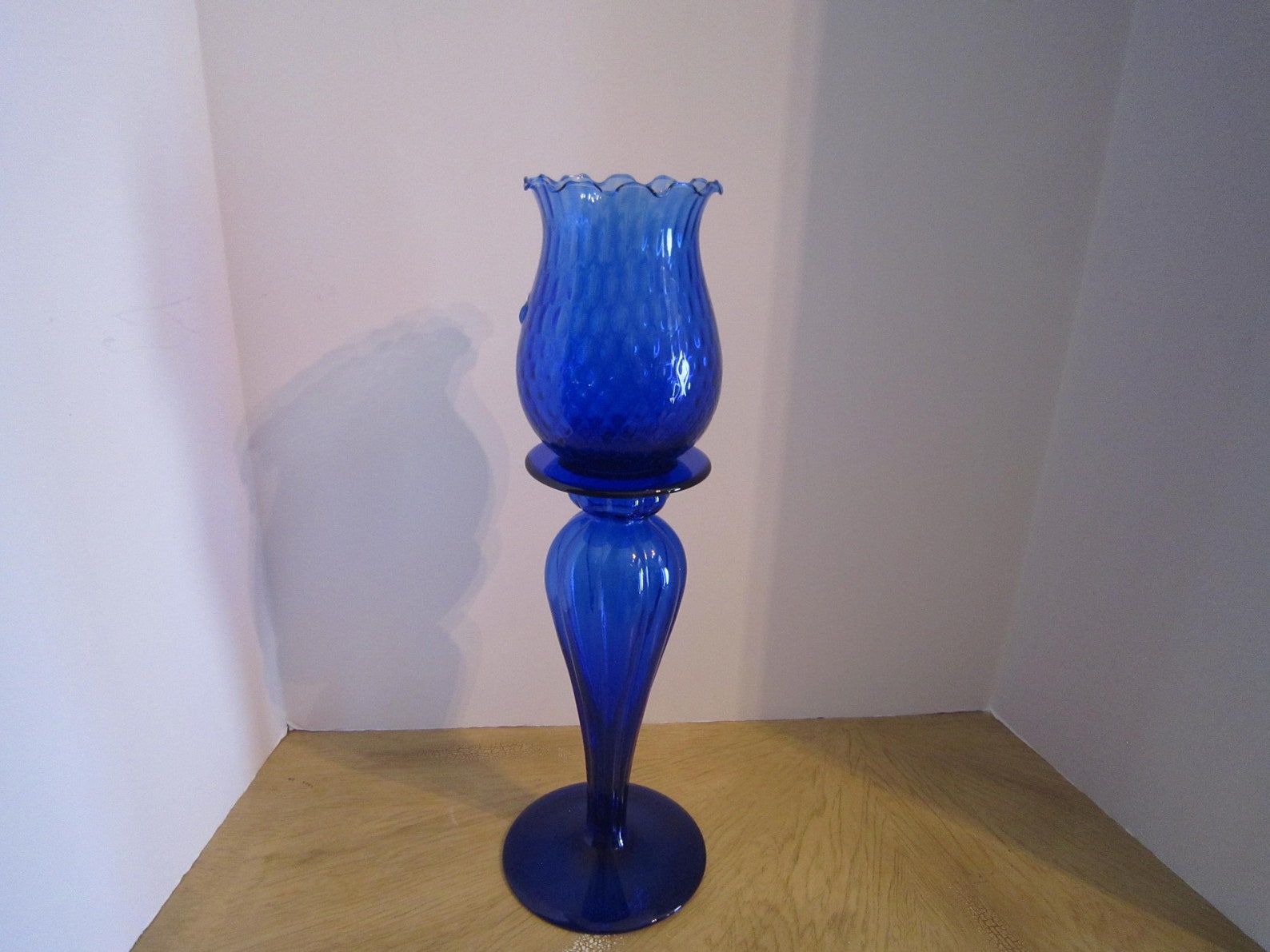 Vintage 17 Tall Cobalt Blue Candle Holders Hand Blown Glass - Etsy
