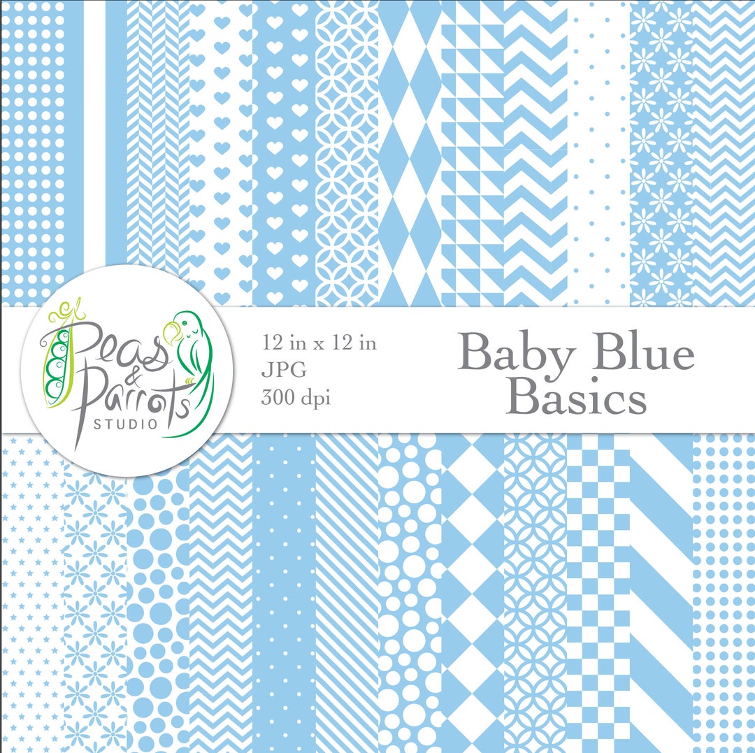 Baby Blue Basics, Digital Paper Pack, Scrapbook Paper, Patterns, Scrap ...