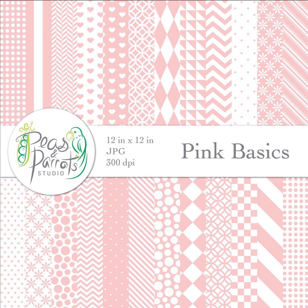 Pink Basics, Digital Paper Pack, Scrapbook Paper, Patterns, Basic ...