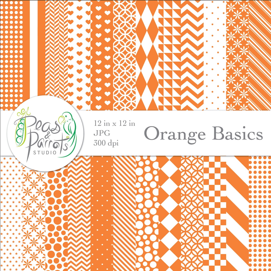 Orange Basics, Digital Paper Pack, Scrapbook Paper, Patterns, Scrap ...