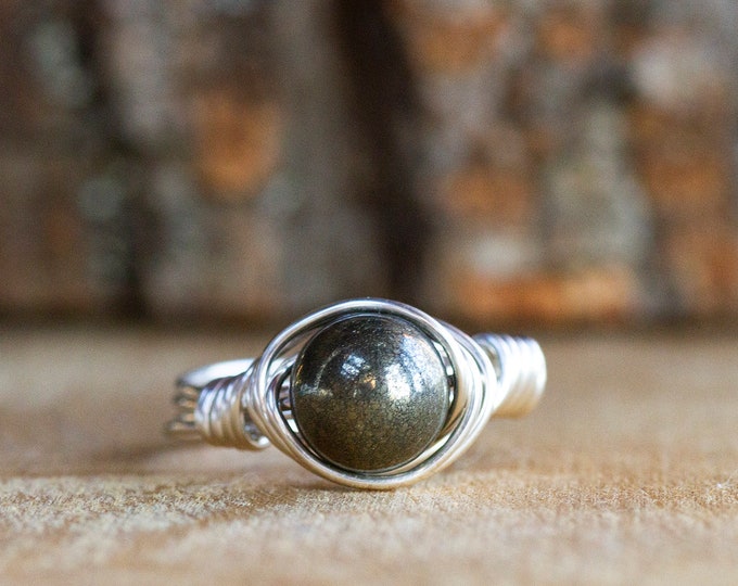 Pyrite Gold Plated Adjustable Ring - Etsy