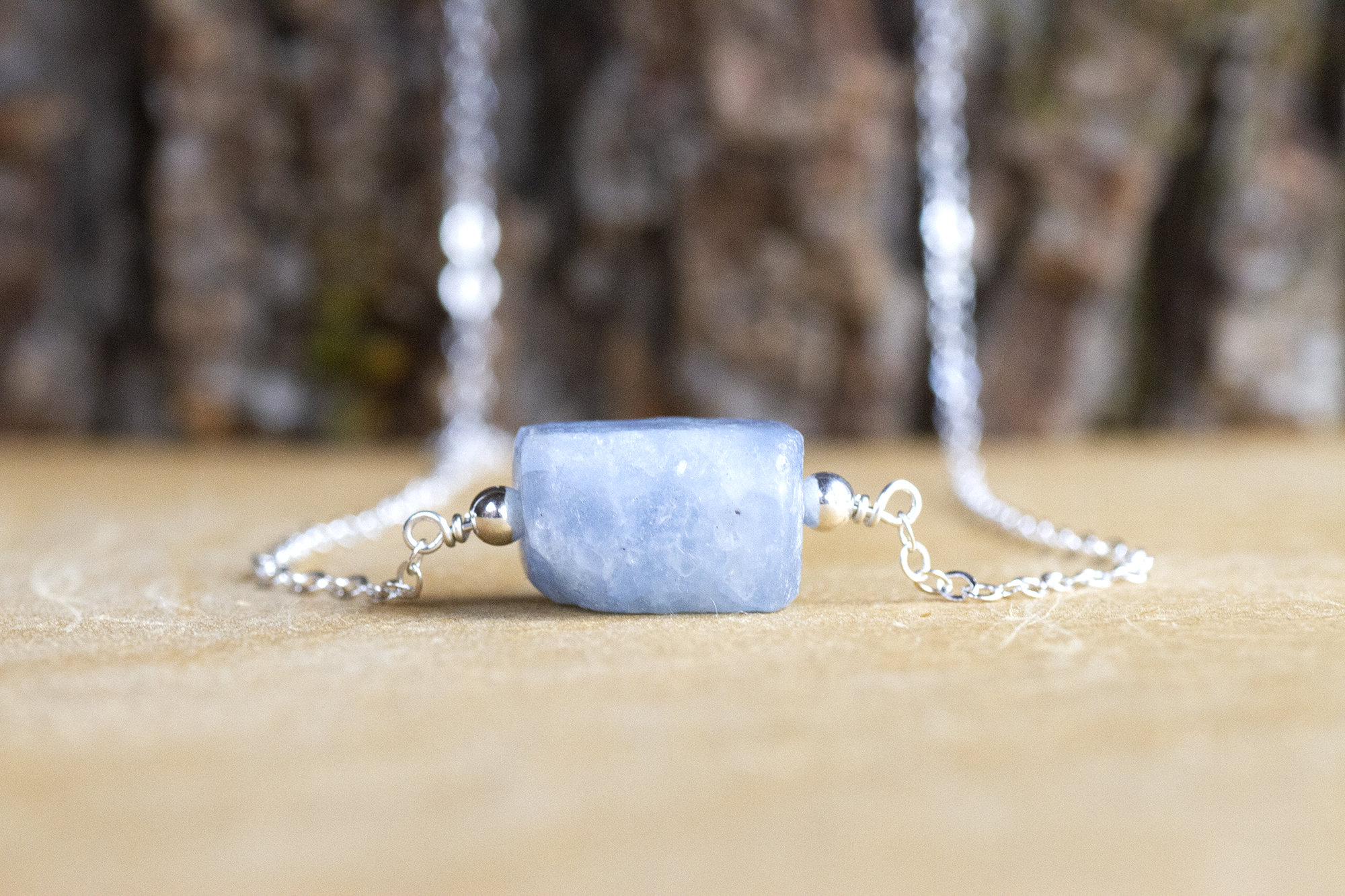 Raw Blue Calcite Necklace Throat Chakra Crystal Necklace | Etsy