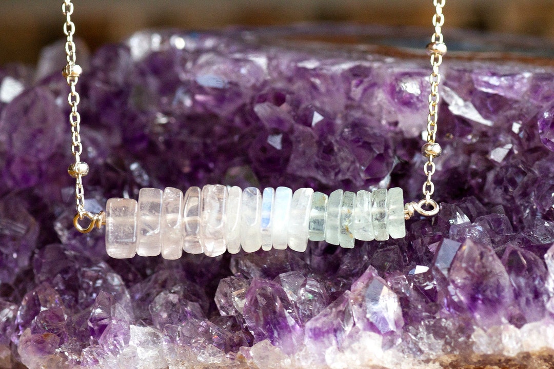Fertility Necklace IVF Gift Pregnancy Necklace Rose Quartz Aquamarine ...