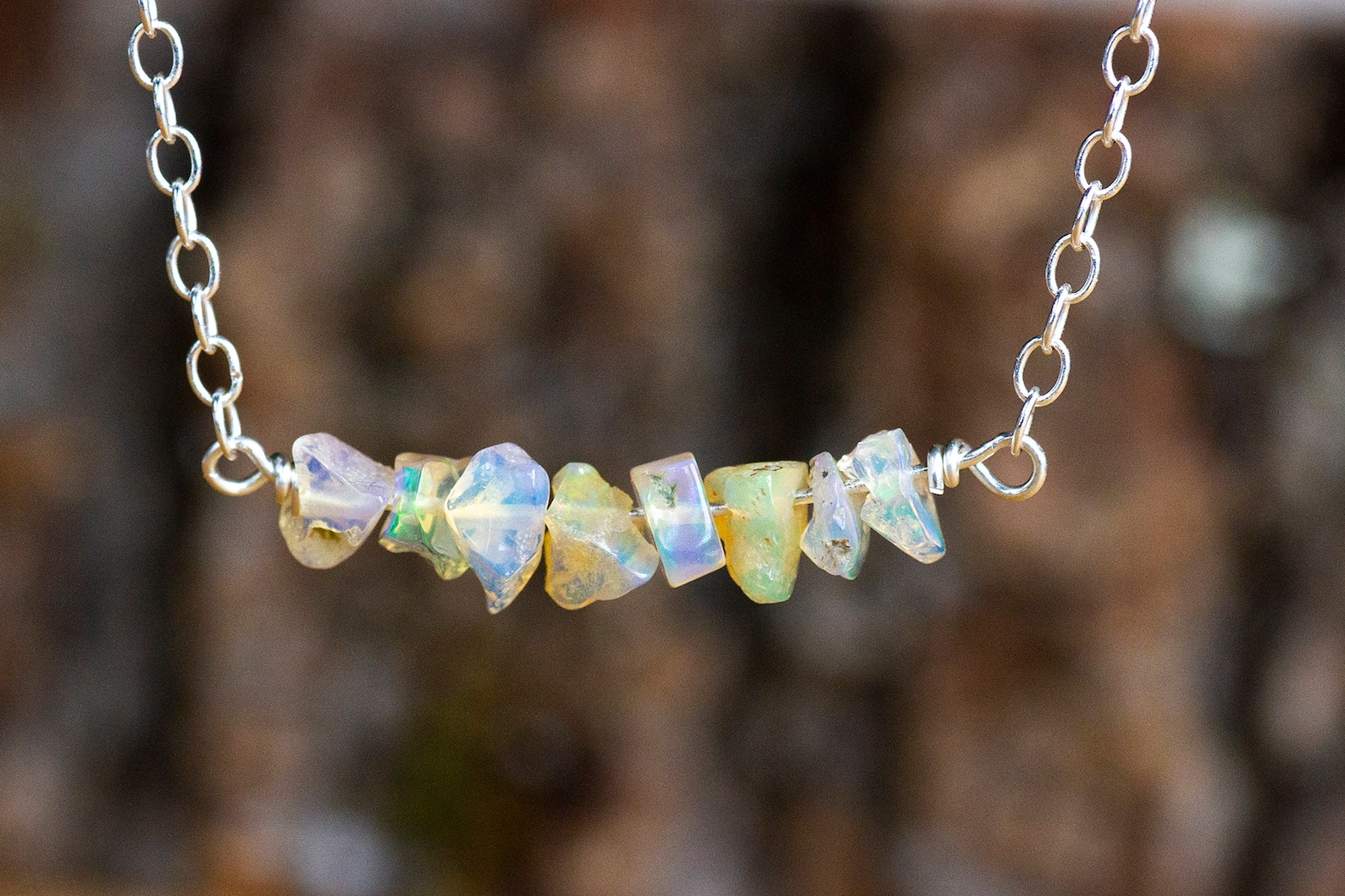 Raw Opal Necklace - Real Opal Jewelry - Raw Stone Necklace - October ...