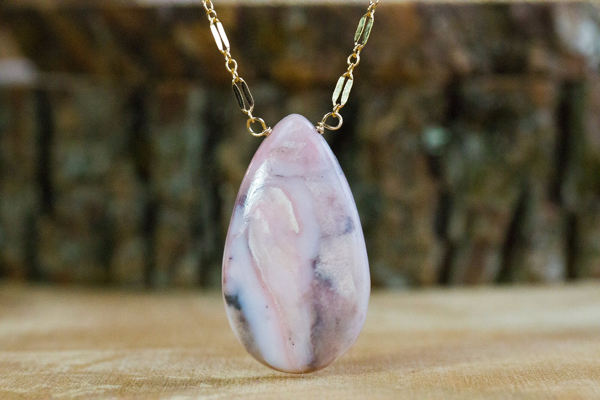Pink Peruvian Opal Necklace Real Opal Necklace October | Etsy
