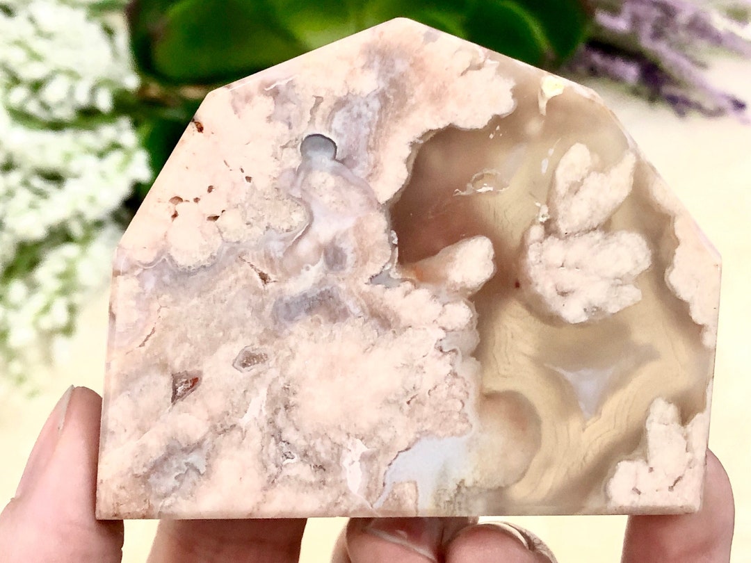 Flower Agate Slab 69mm AY Crystal Grid Meditation Space Altar Stone ...