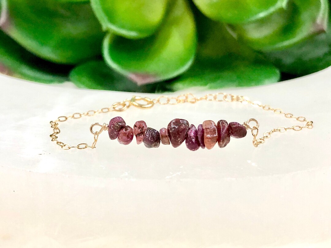 Raw Ruby Birthstone Bracelet - Ruby Jewelry - July Birthstone Bracelet ...