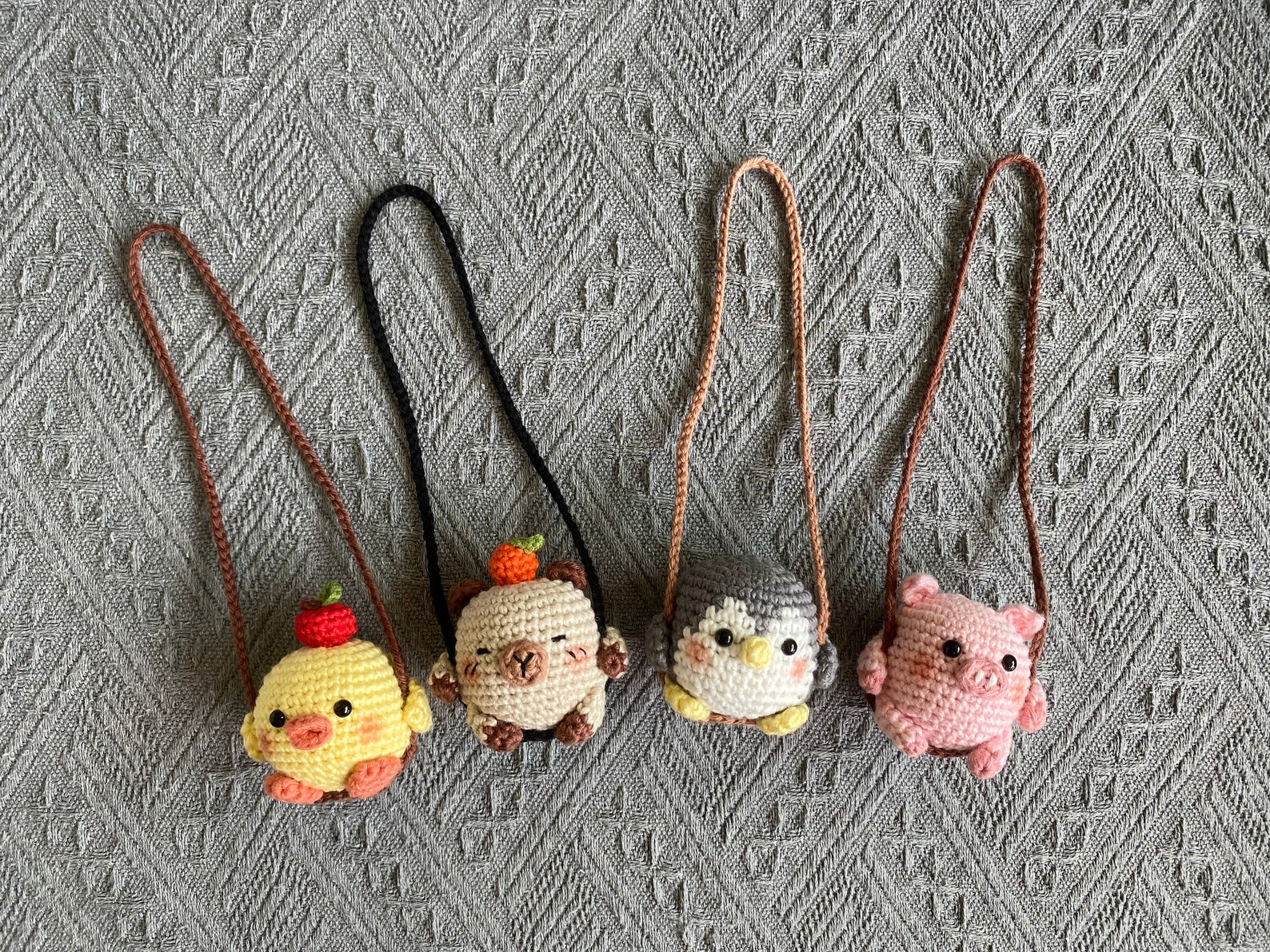 Crochet Animal Car Hanger: Capybara, Penguin, Duck, Piggy - Etsy