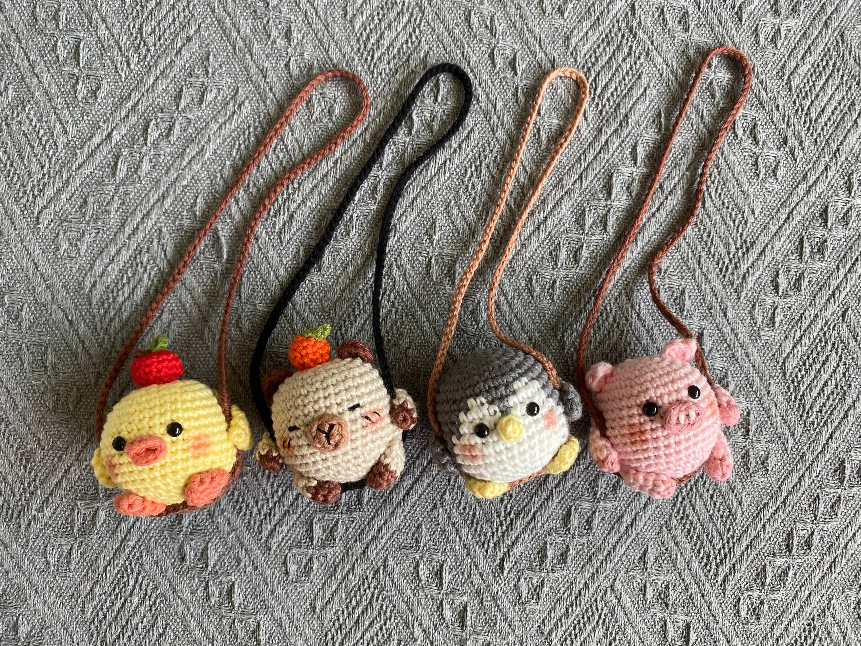 Crochet Animal Car Hanger: Capybara, Penguin, Duck, Piggy - Etsy