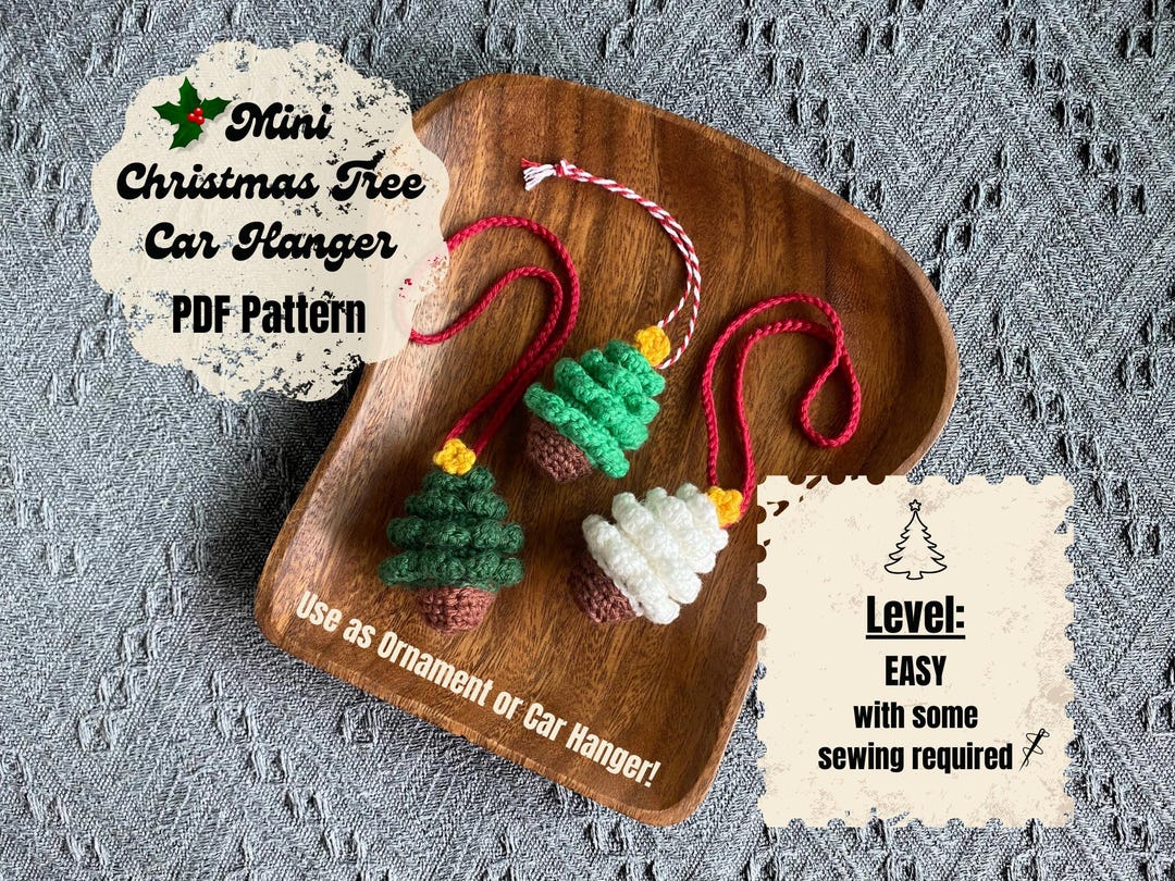 Crochet Christmas Tree Car Hanger Pattern: Mini Ornament (PDF Pattern ...
