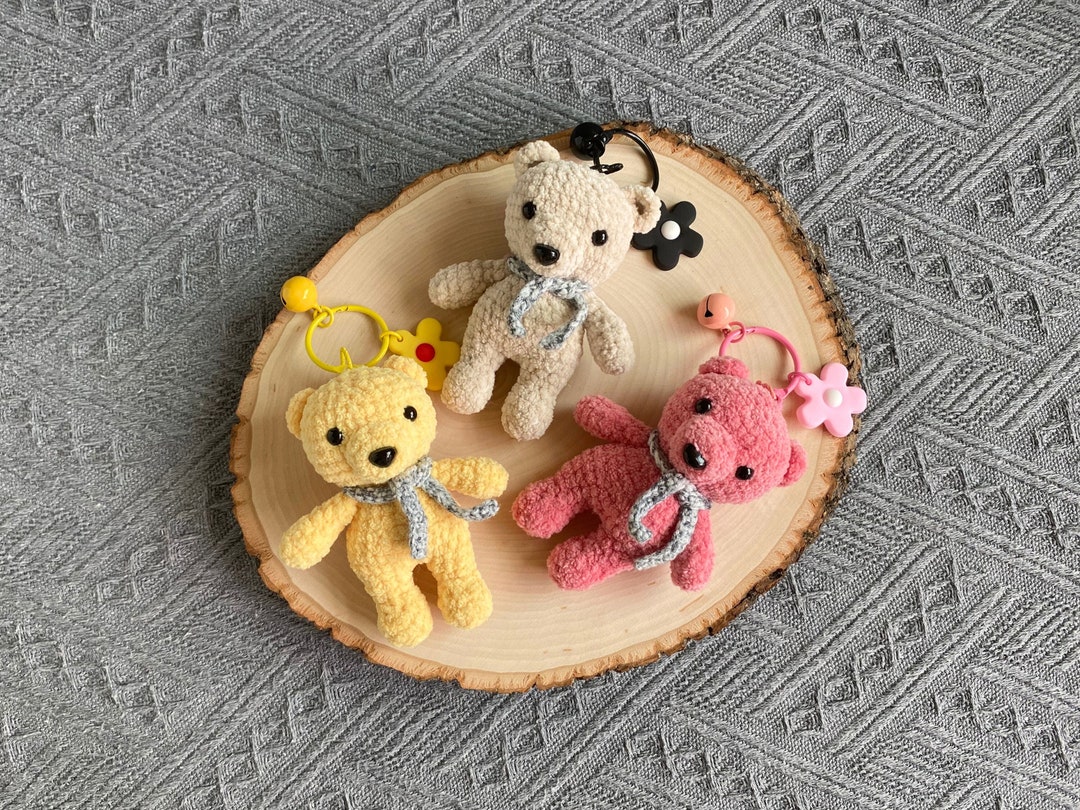 Crochet Teddy Bear Keychain Plush Bear Keyring Teddy Bear Plush ...