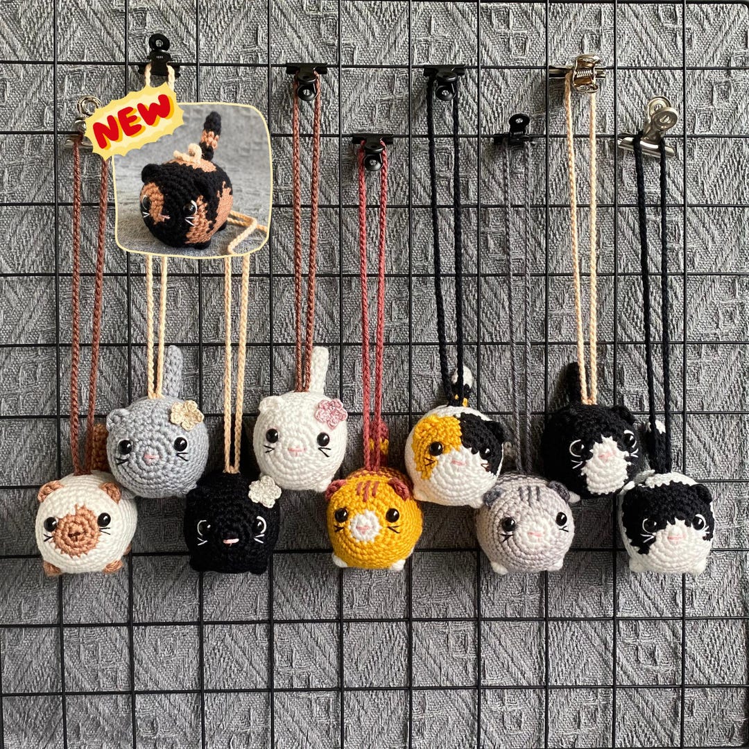 Crochet Car Hanging Decoration Cat Car Hanger Crochet Cat Car ...