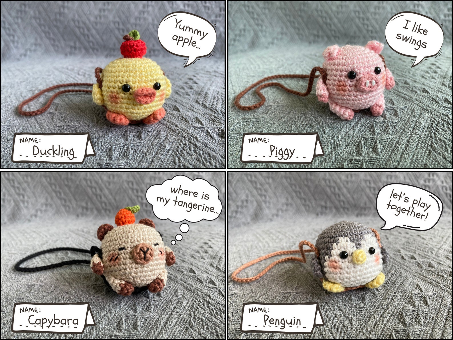 Crochet Animal Car Hanger: Capybara, Penguin, Duck, Piggy - Etsy