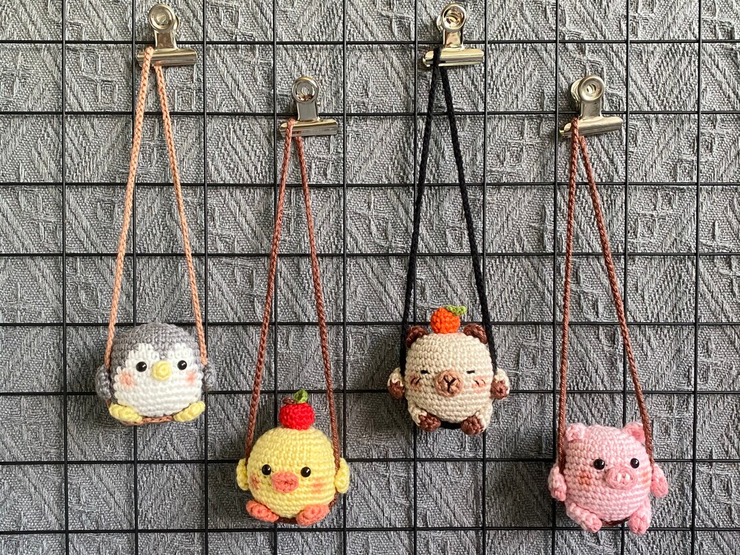 Crochet Animal Car Hanger: Capybara, Penguin, Duck, Piggy - Etsy
