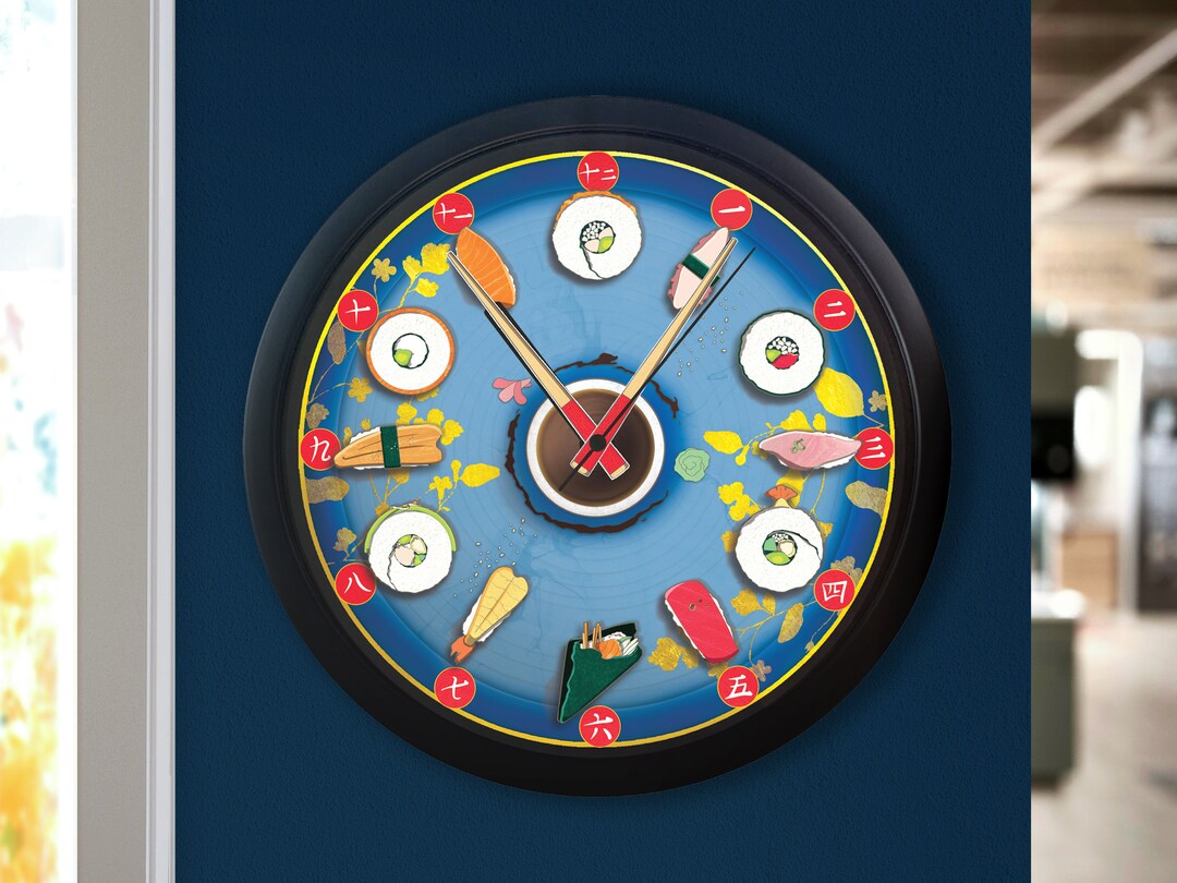 Sushi Clock - It's Sushi Time - Sushi Lover Gift - Japanese Food Art ...
