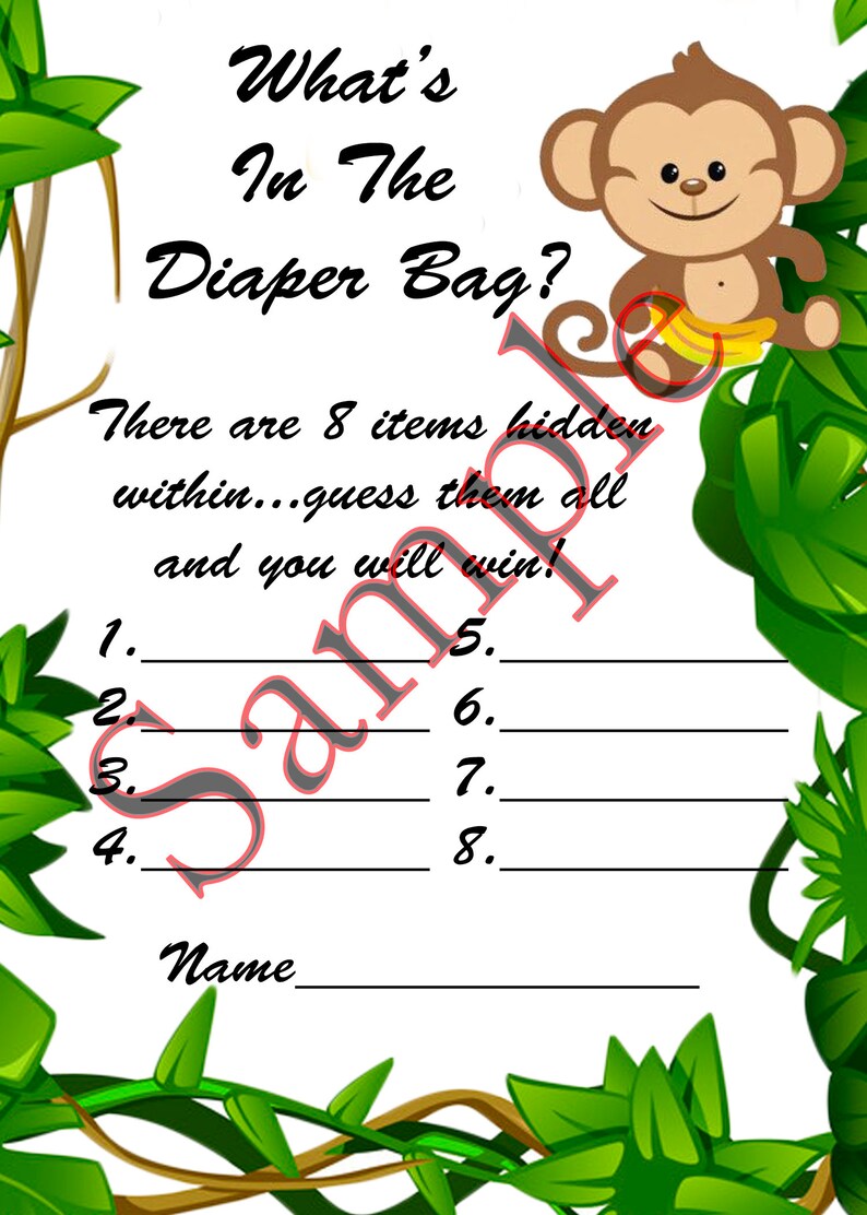 Baby Monkey Baby Shower PRINTABLE Games Instant Download 4 - Etsy