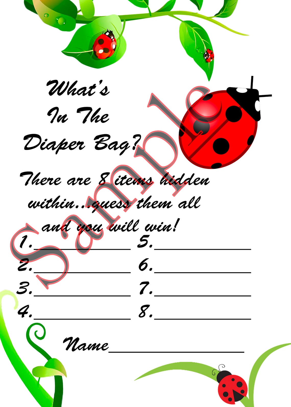 Ladybug PRINTABLE Baby Shower Games Instant Download 4 Games Ladybug ...