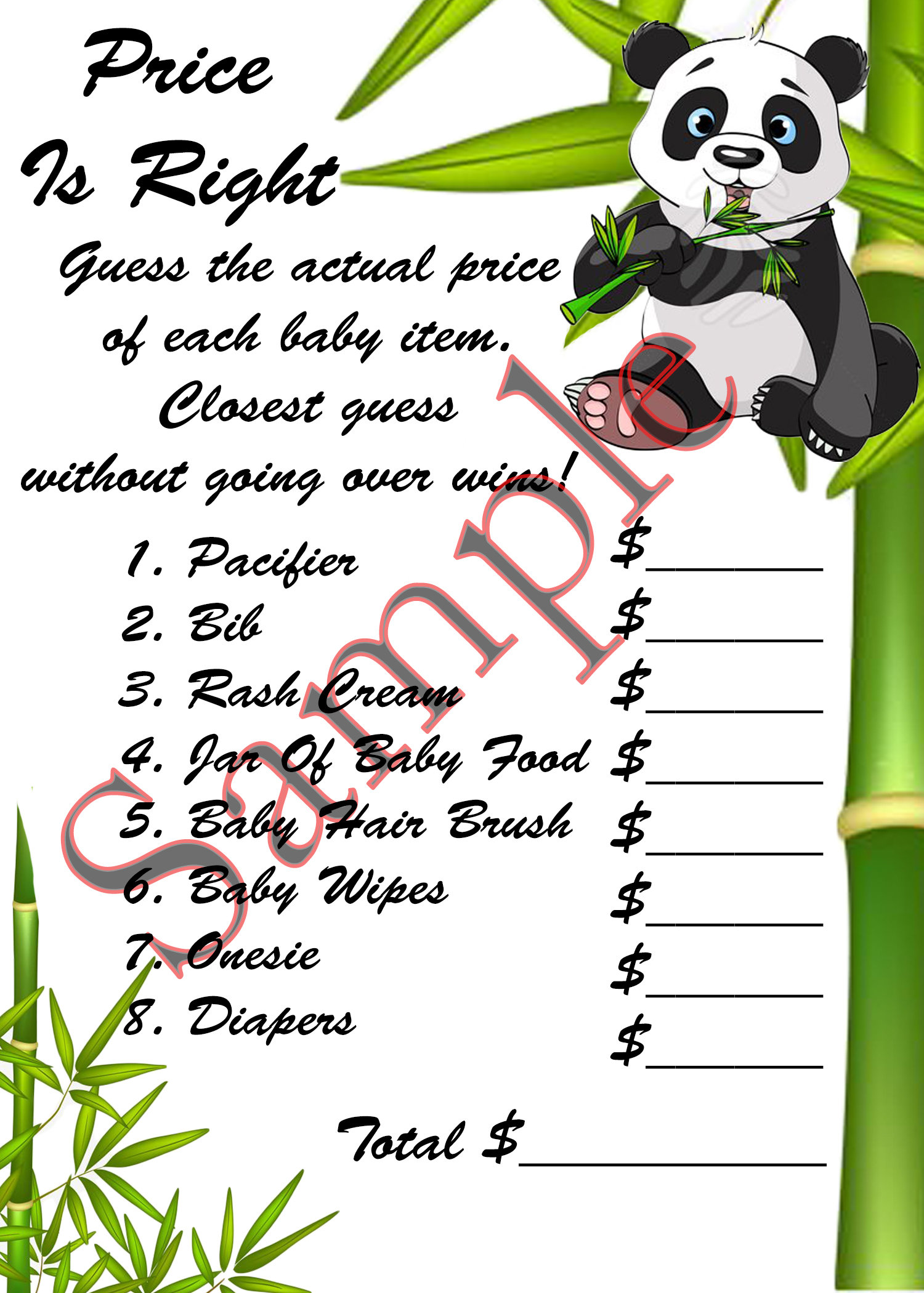 Baby Panda Baby Shower PRINTABLE Games Instant Download 4 Games Baby ...