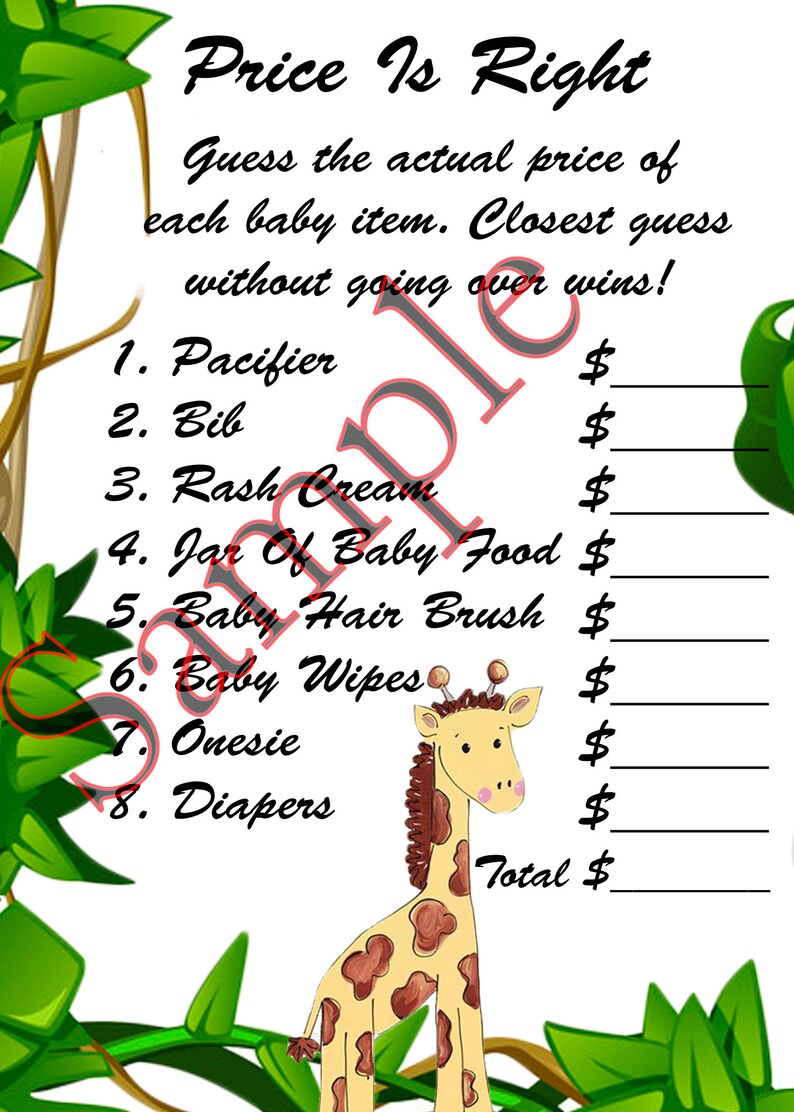 Giraffe Baby Shower PRINTABLE Games Instant Download 4 Games | Etsy