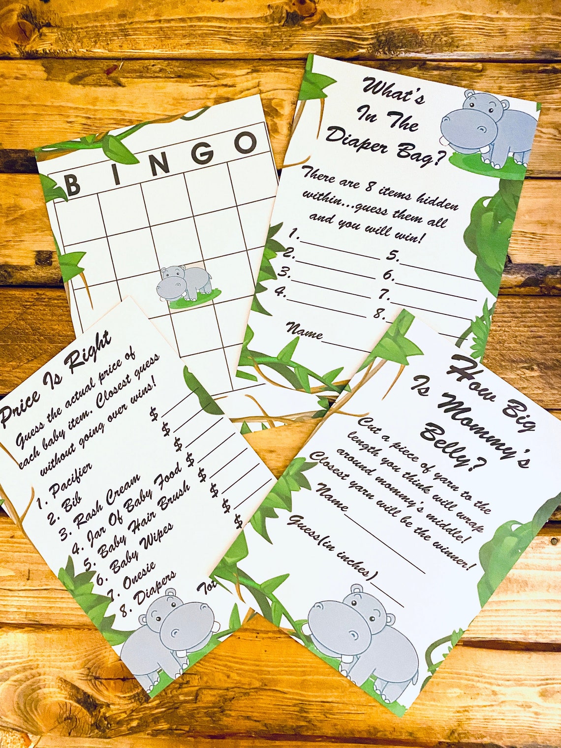 Baby Hippo Baby Shower PRINTABLE Games Instant Download 4 | Etsy