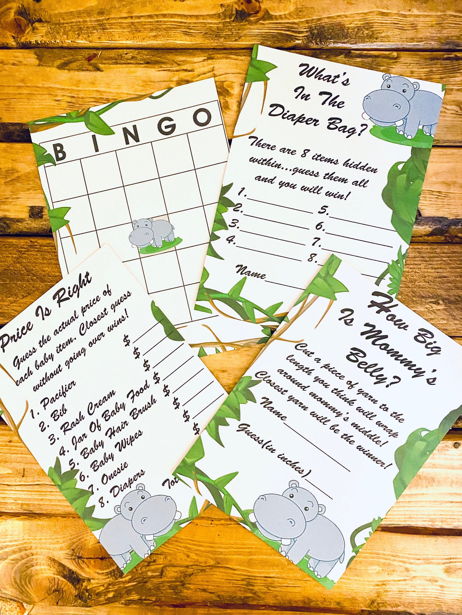 Baby Hippo Baby Shower PRINTABLE Games Instant Download 4 | Etsy