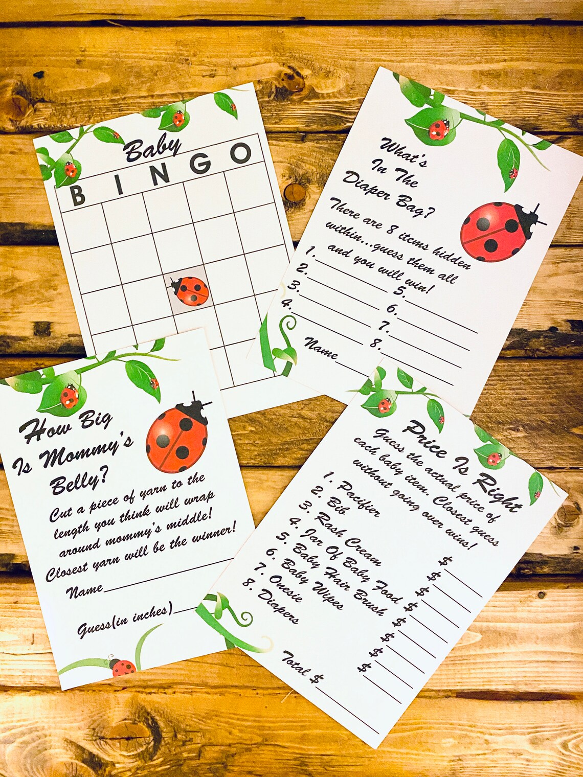 Ladybug PRINTABLE Baby Shower Games Instant Download 4 Games Ladybug ...