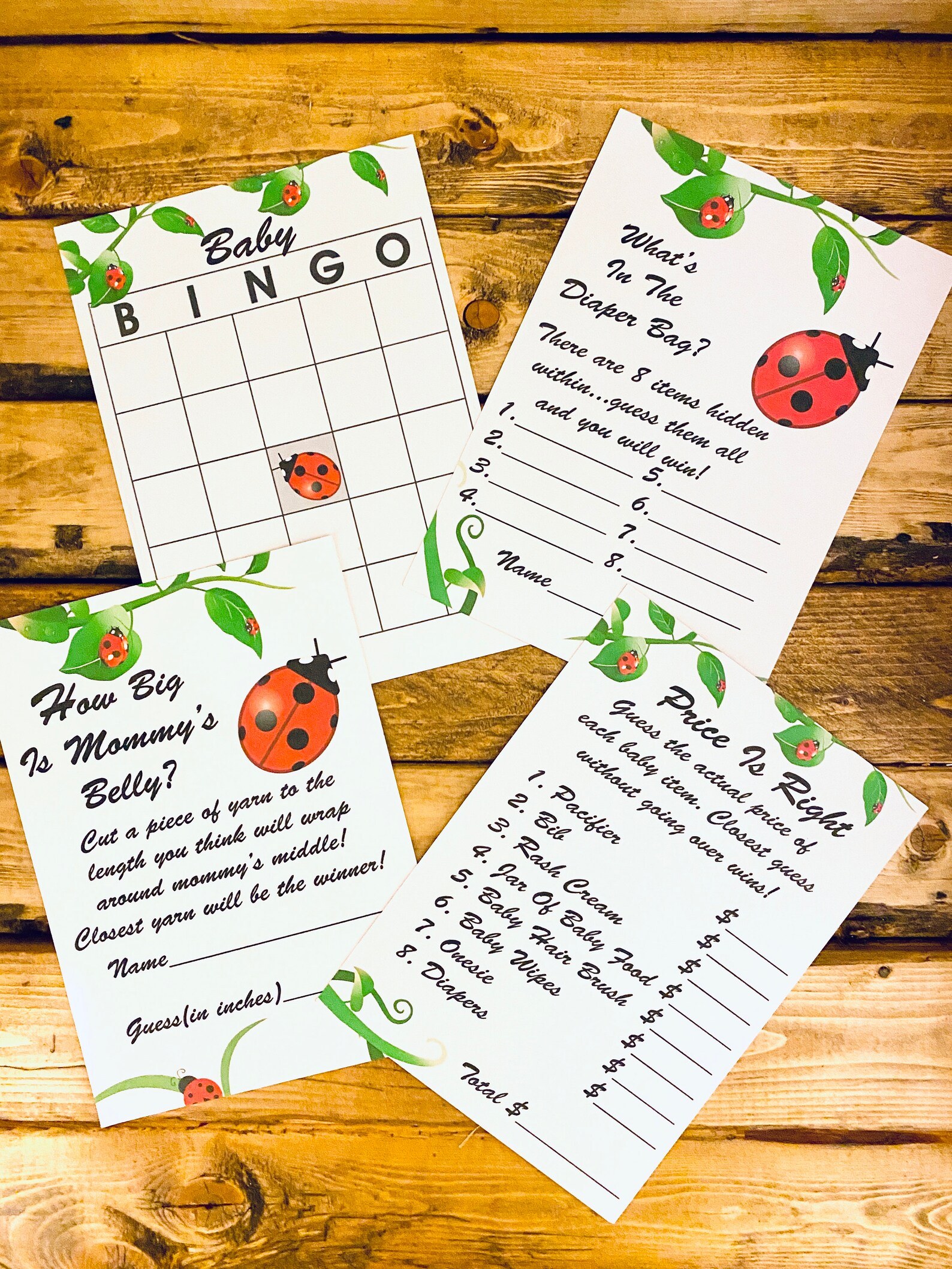 Ladybug PRINTABLE Baby Shower Games Instant Download 4 Games Ladybug ...