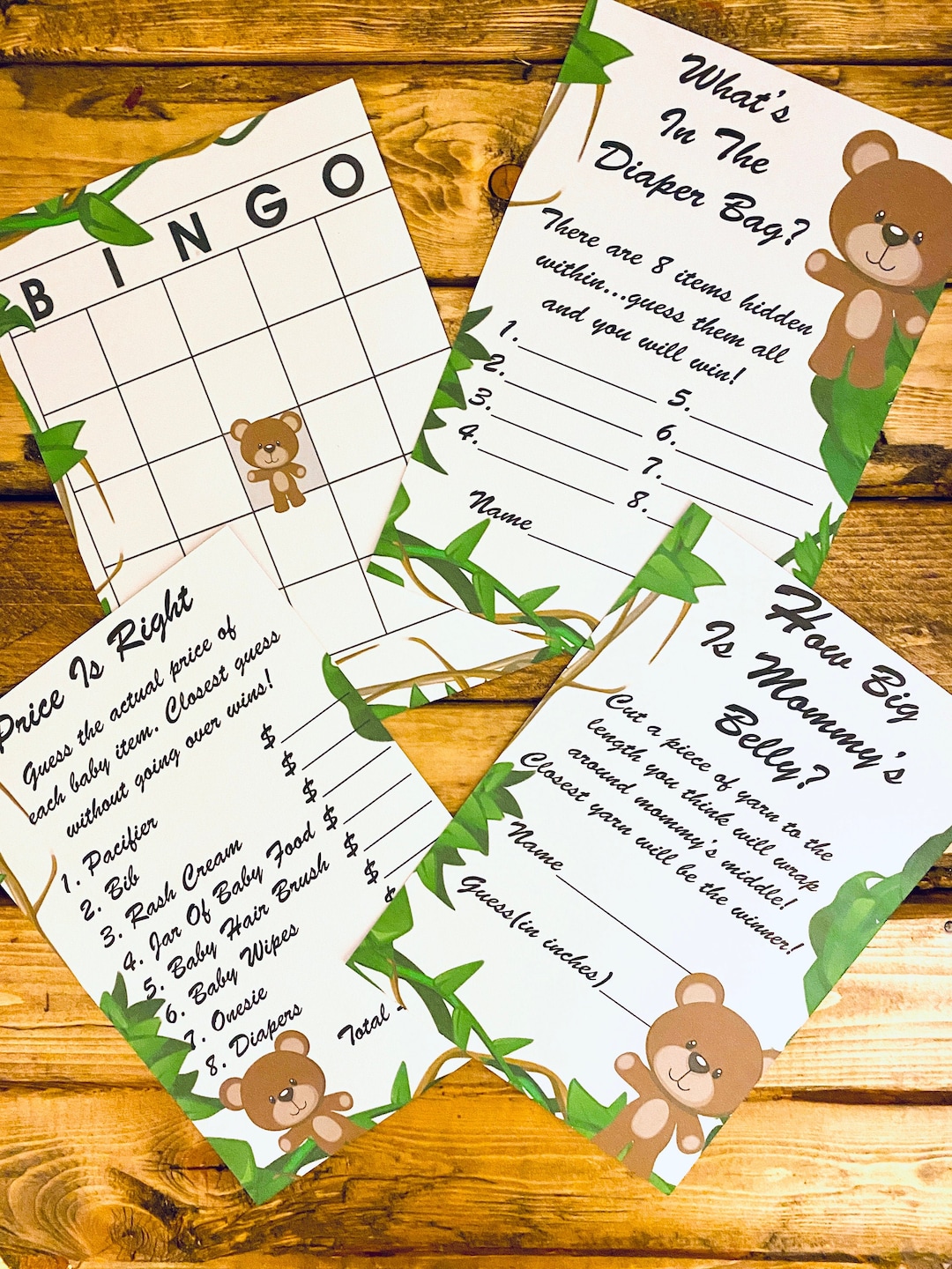 Teddy Bear Baby Shower PRINTABLE Games Instant Download 4 Games Baby ...