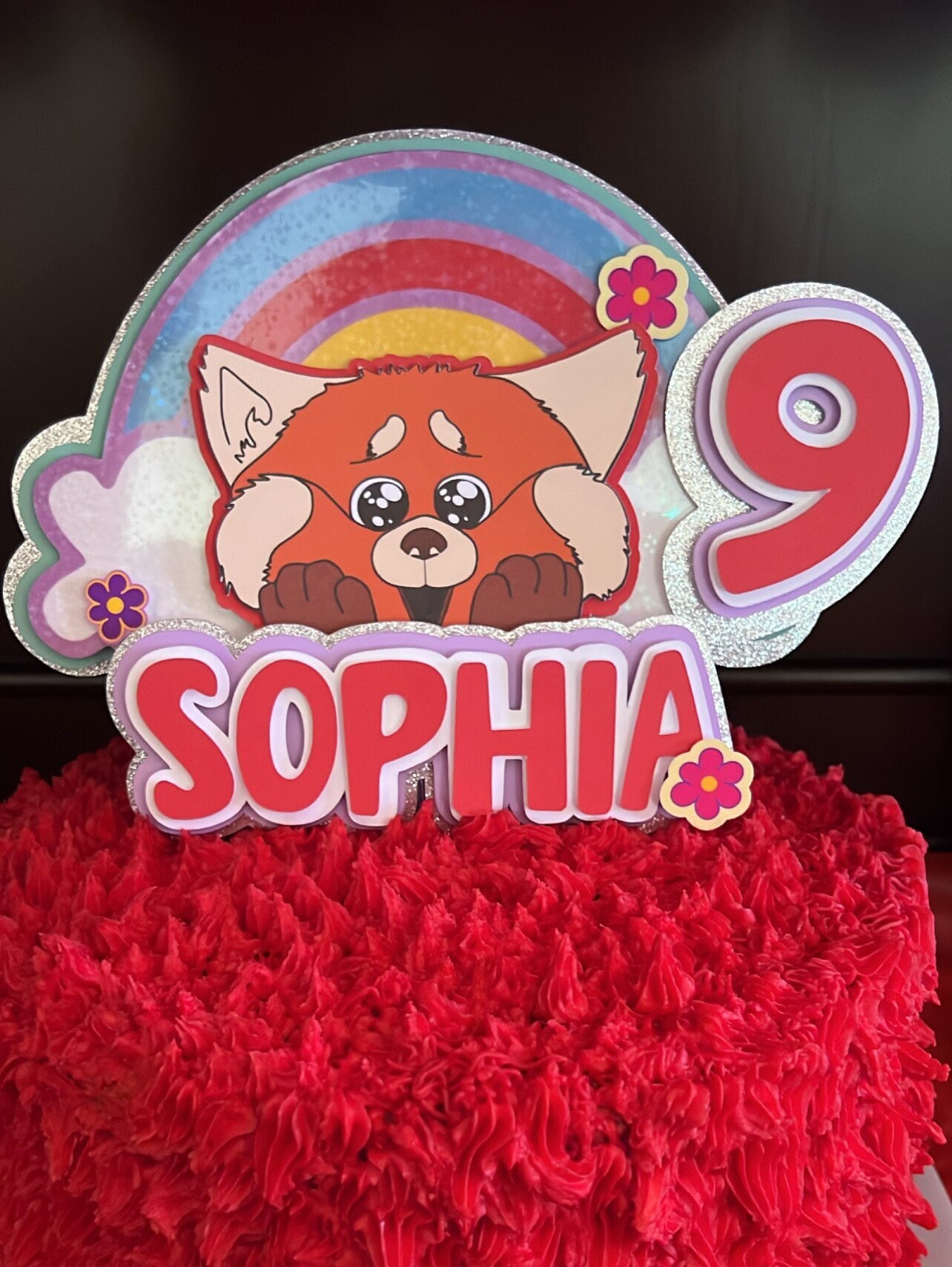Turning Red Cake Topper With Personalized Name and Age, Red Panda Cake ...