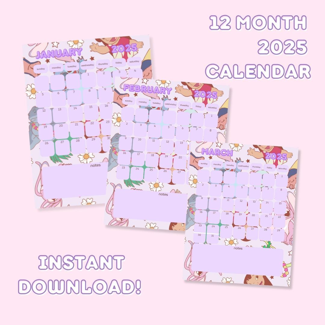 Lilo and Stitch 2025 Calendar | Disney Printable Calendars | Instant ...