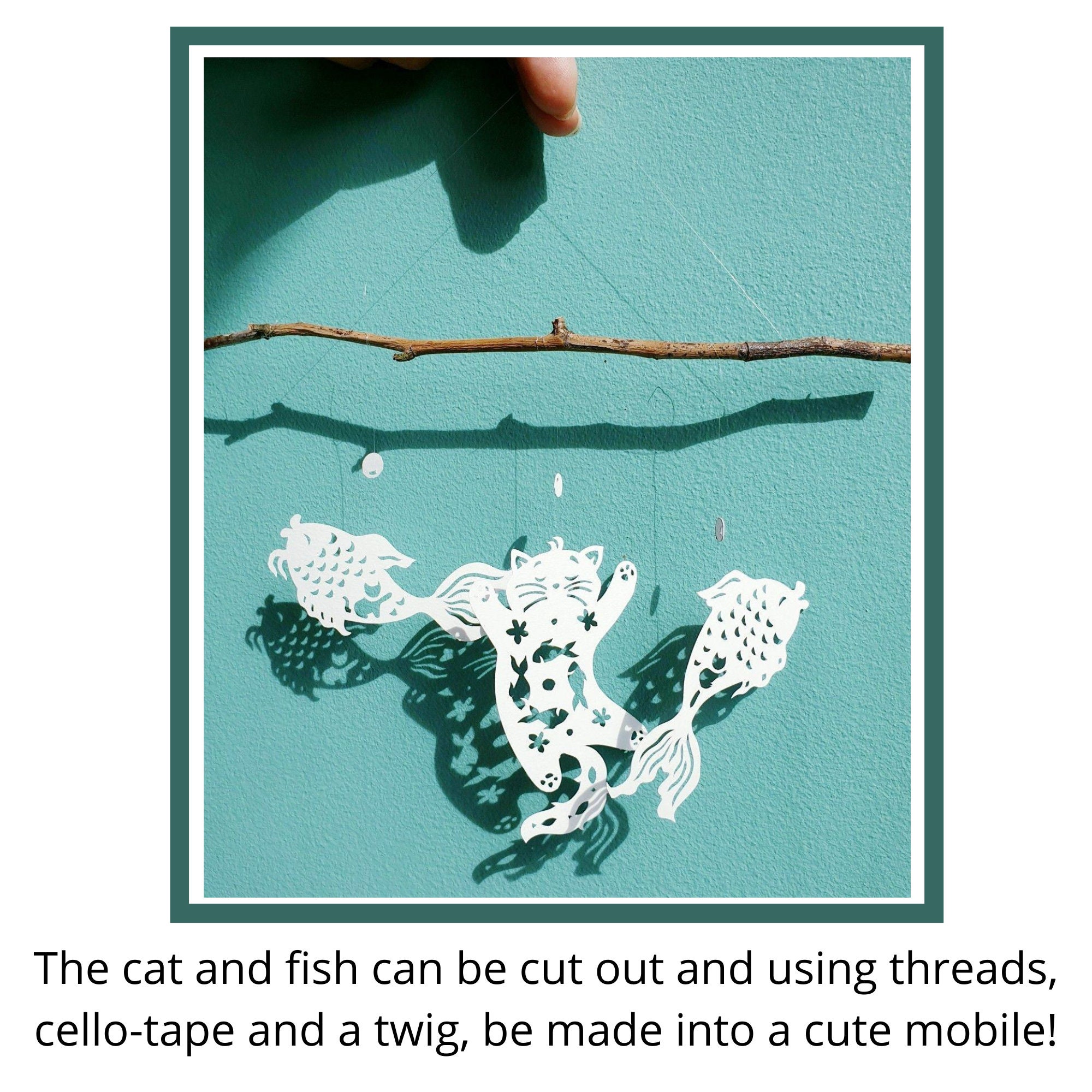 Dreaming Kitty Greeting Card Template DIY Digital Papercut - Etsy