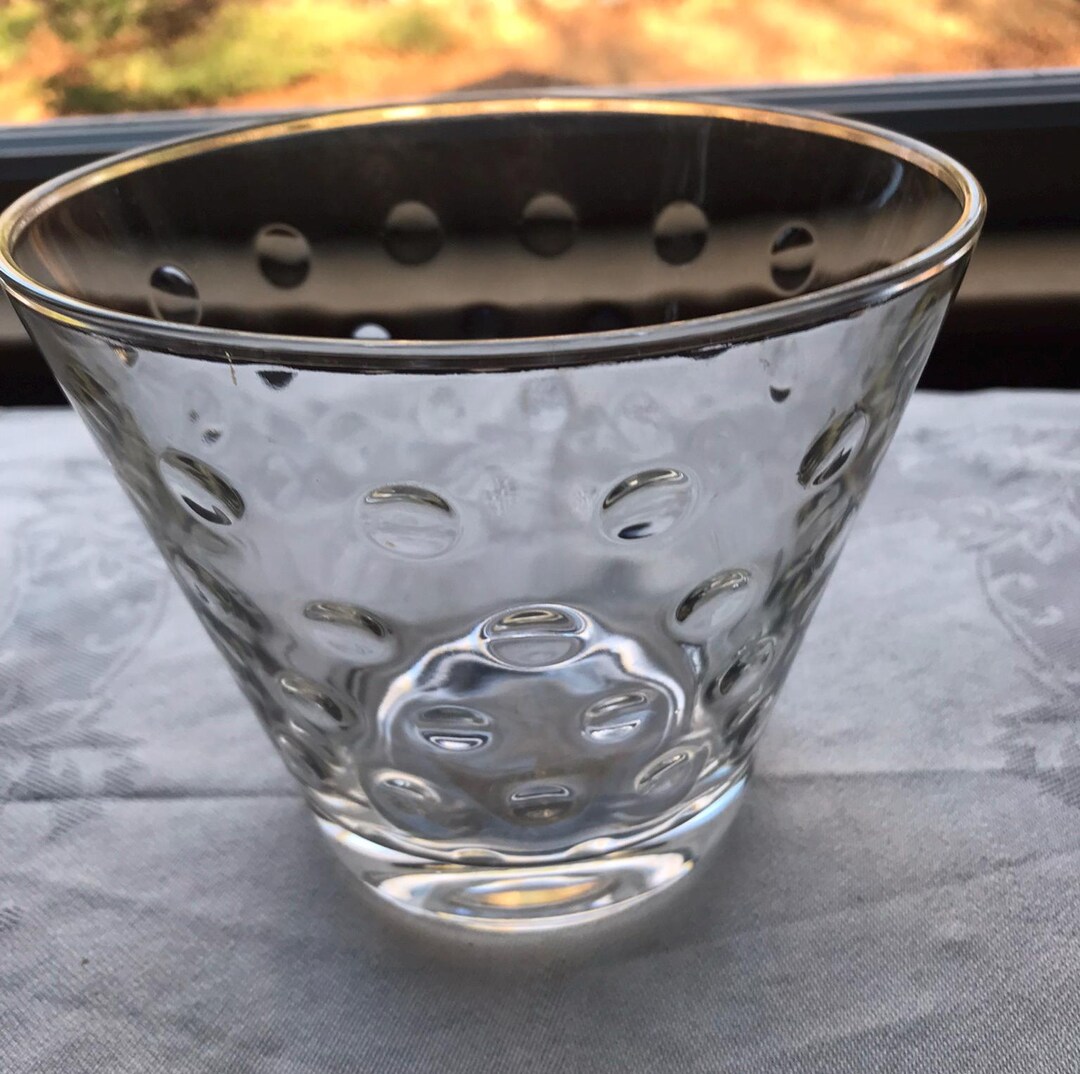 Vintage Dimpled Clear Glass Ice Bucket - Etsy
