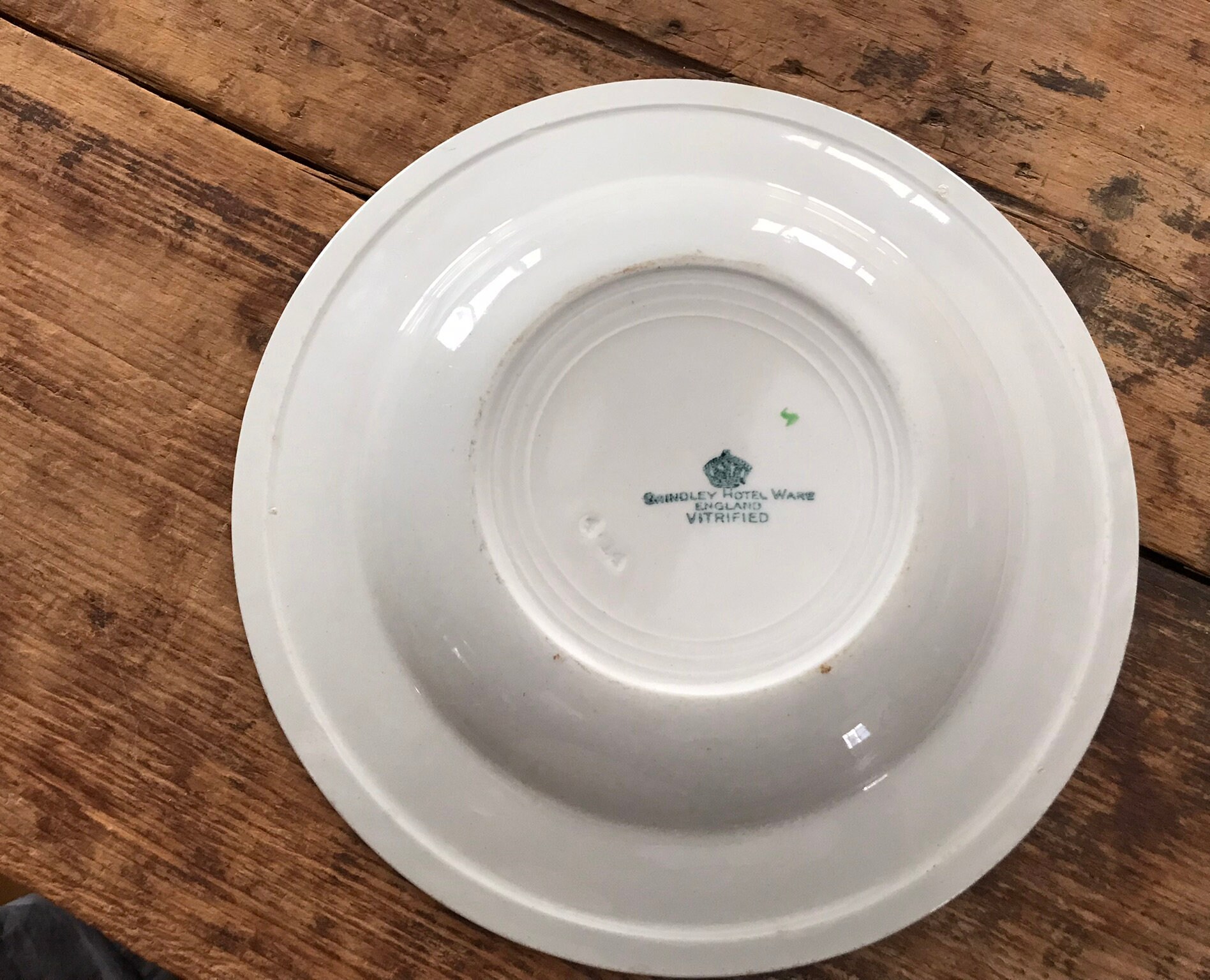 Grindley Soup Bowl. Green and Red Stripes on White. Vitrified Hotelware ...