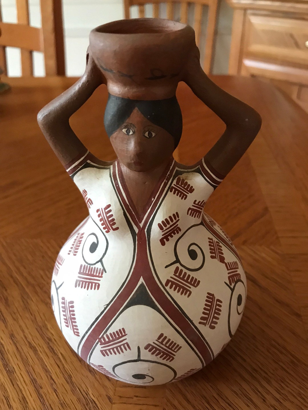 Quinor Venezuela Lara Pottery Clay Woman Vase Jug Figurine Signed 87-F4 ...