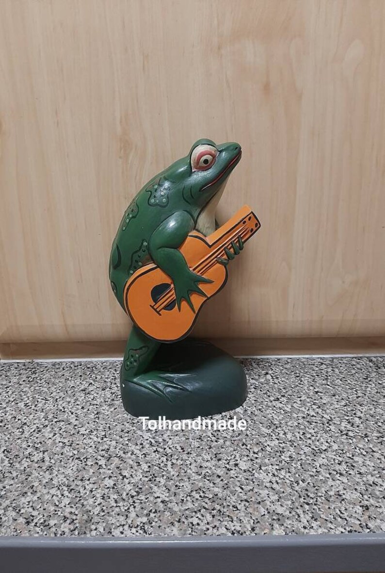 Vintage Indonesian Rustic Wooden Frog With Guitar. - Etsy