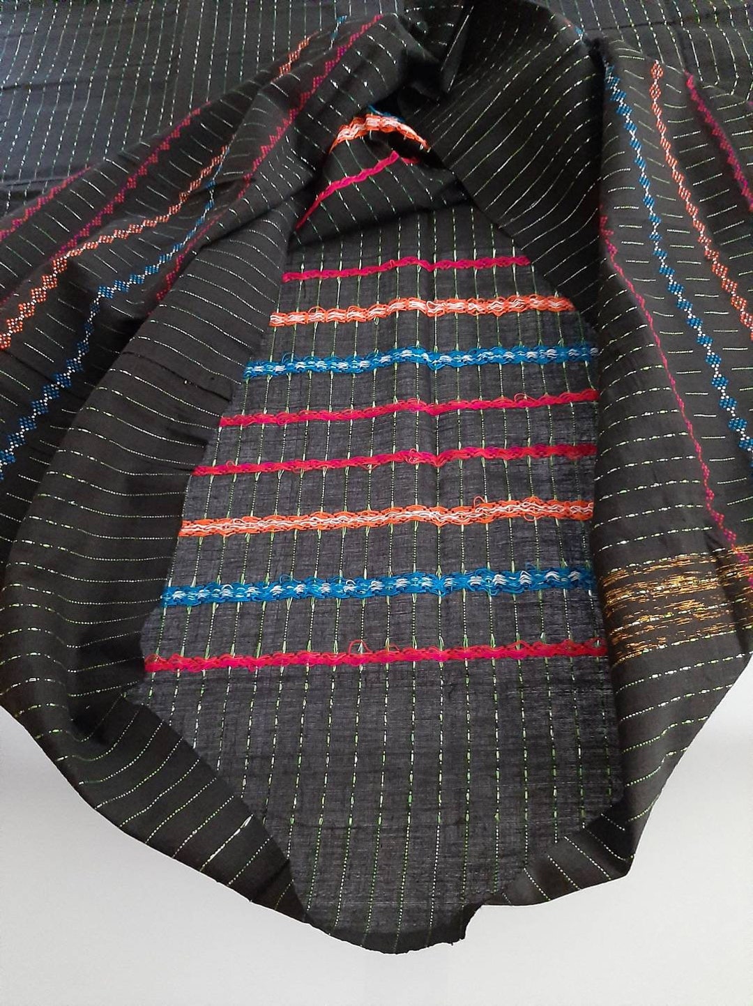 Burmese Black Cotton Longyi or Tube Skirt. Ready to Wear. One Size Fits ...