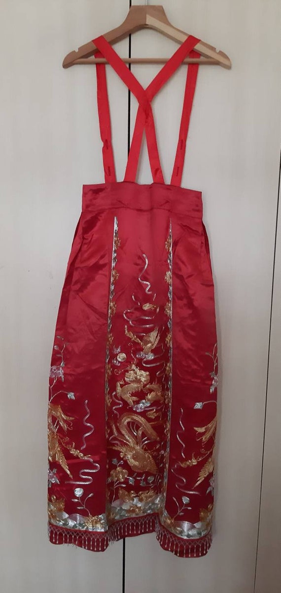 Vintage oriental dragon and phoenix jacket/skirt. Han… - Gem