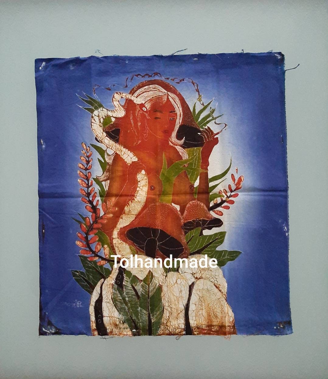 Vintage Indonesian Batik Painting. Traditional Wax and Dye Method ...