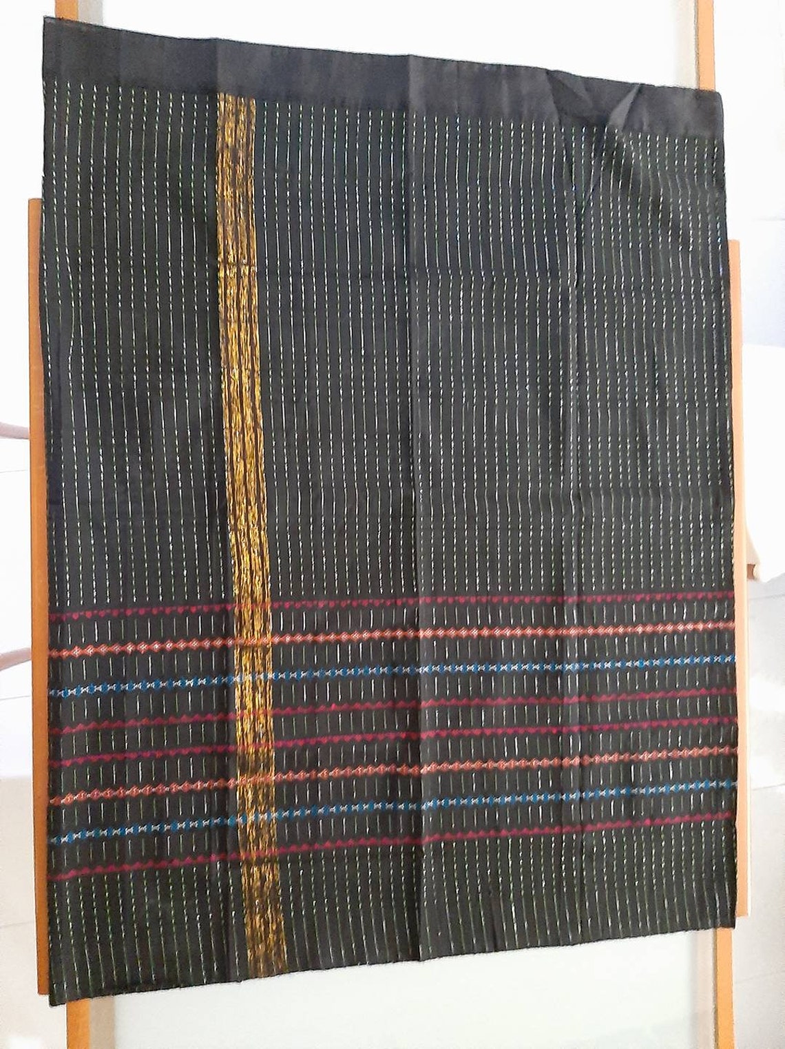 Burmese Black Cotton Longyi or Tube Skirt. Ready to Wear. One Size Fits ...