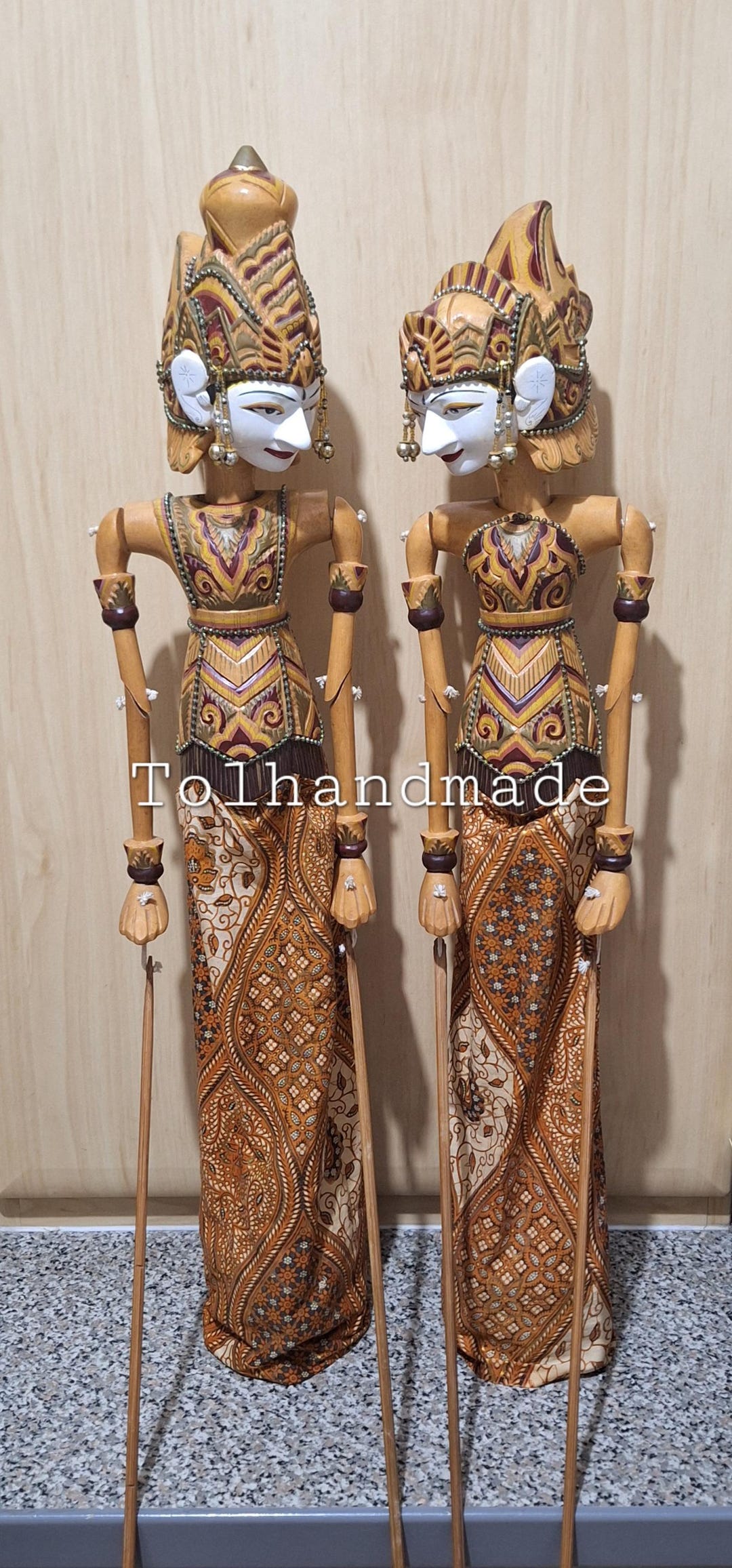 Vintage Indonesian Handmade Wayang Puppets. Rama and Sinta. Large Size ...