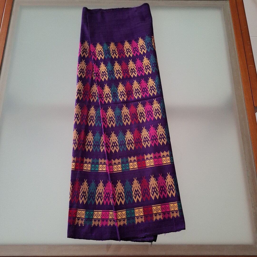 Burmese Purple Cotton Longyi Tube Skirt: Welt Weave Sarong - Etsy