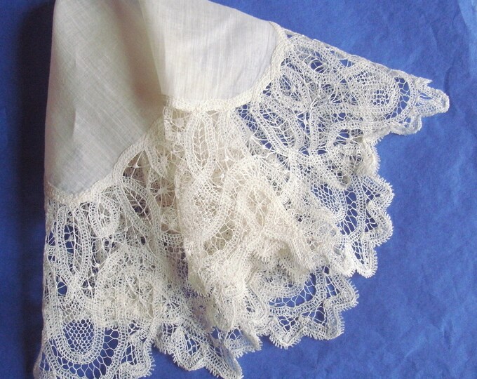 C1920s/30s-(poss.belgian/french)v Pretty,antique Bridal Handkerchief ...