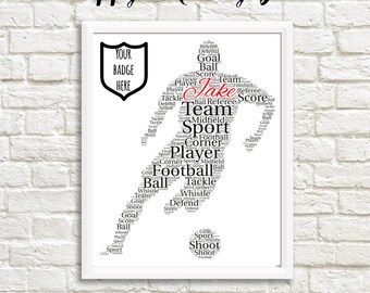Personalised Football / Soccer Word Art Gift | Etsy