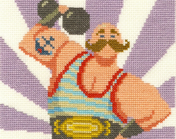 DMC BK1855 Strongman Stanley Vintage Circus Cross Stitch Kit Designed ...