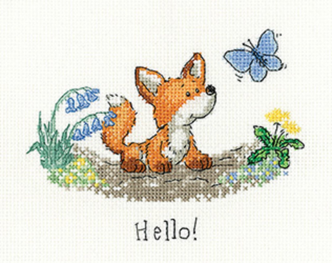 Heritage Crafts - Hello Cross Stitch Kit - Little Foxes Collection by ...