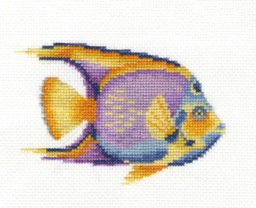 DMC BK1875 Tropical Fish Cross Stitch Kit With Wooden Embroidery Hoop ...