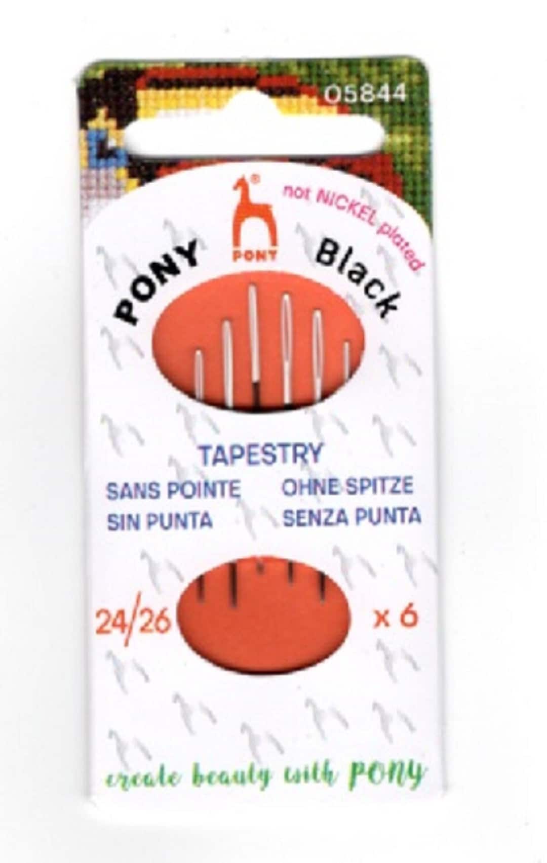 Pony Black Tapestry Needles - Size 24 and 26 - Folder of 6 Needles ...