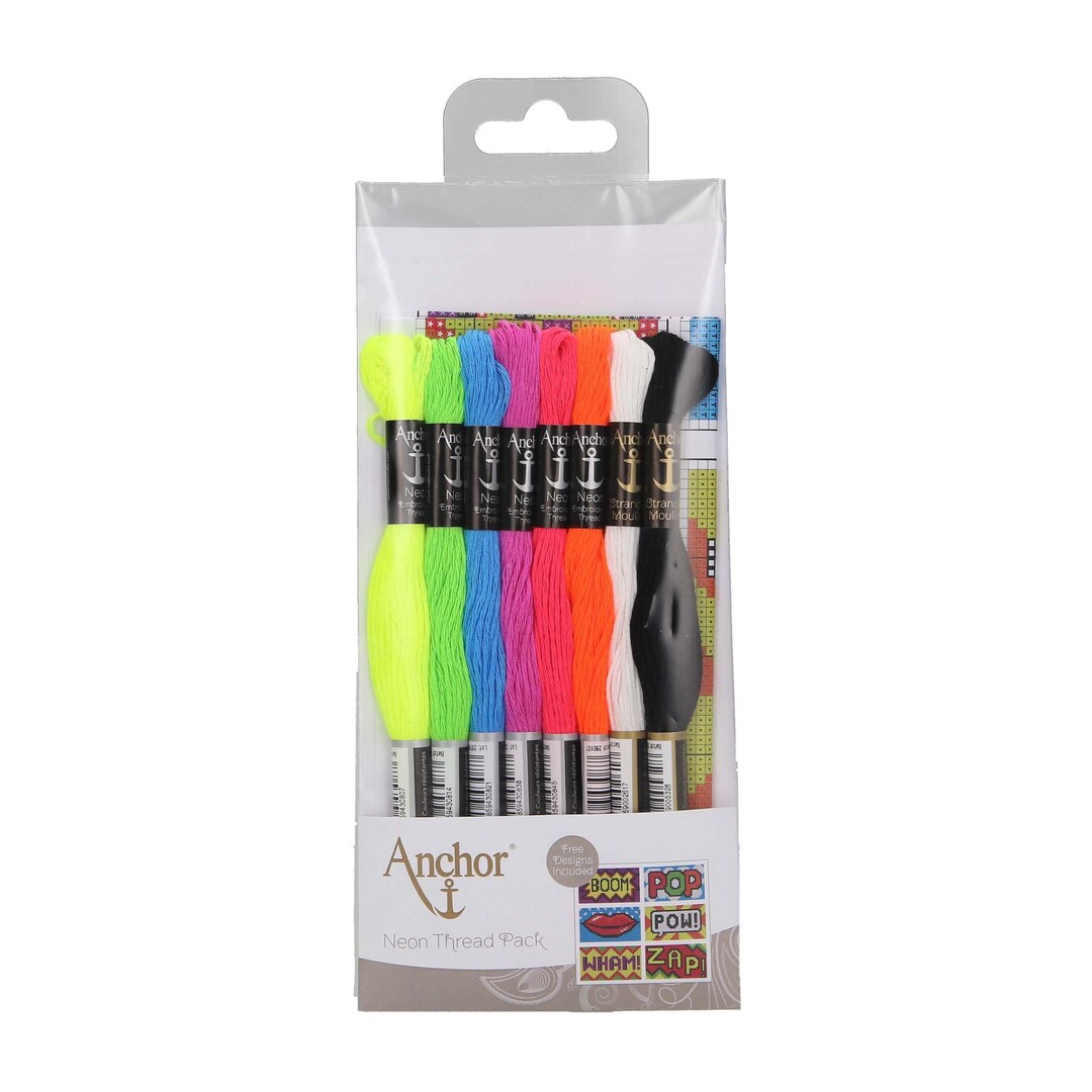 Anchor Neon Thread Pack Includes Free Chart Design - Includes 6 Bright ...